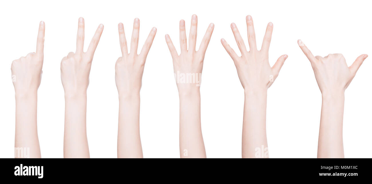 Beautiful female hand on a white background Stock Photo - Alamy