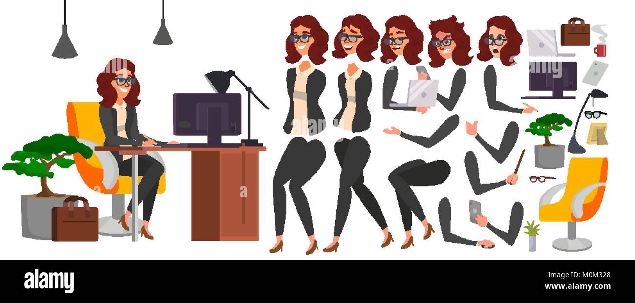 Business Woman Character Vector. Working Female Girl Boss. Office. Girl ...