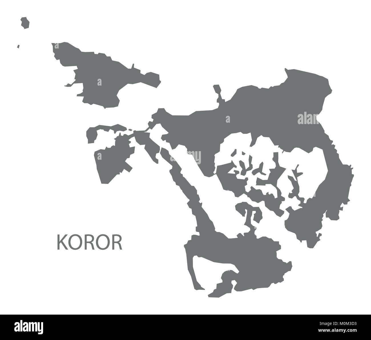 Koror map of Palau grey illustration silhouette shape Stock Vector ...