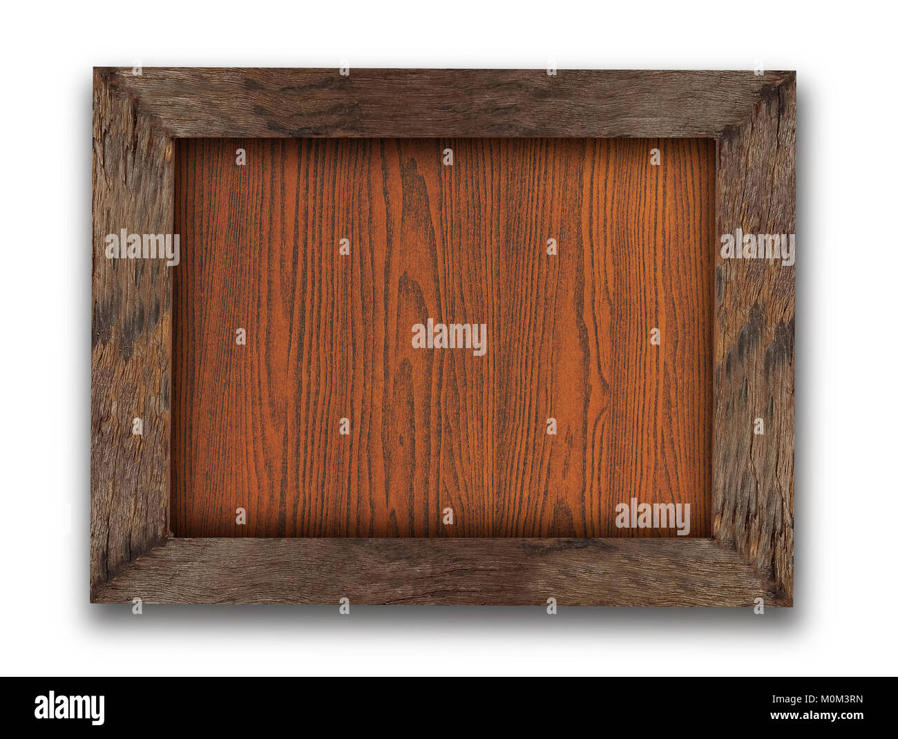 Close up brown wooden picture frame with space use for texts or ...