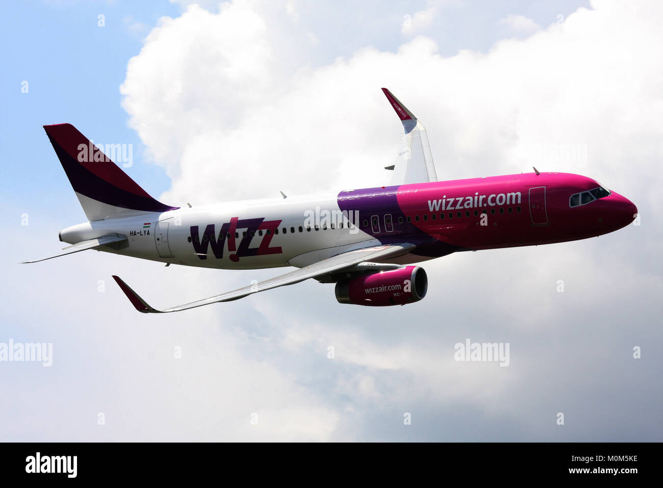 Wizz Airbus airplane above Budapest Stock Photo - Alamy