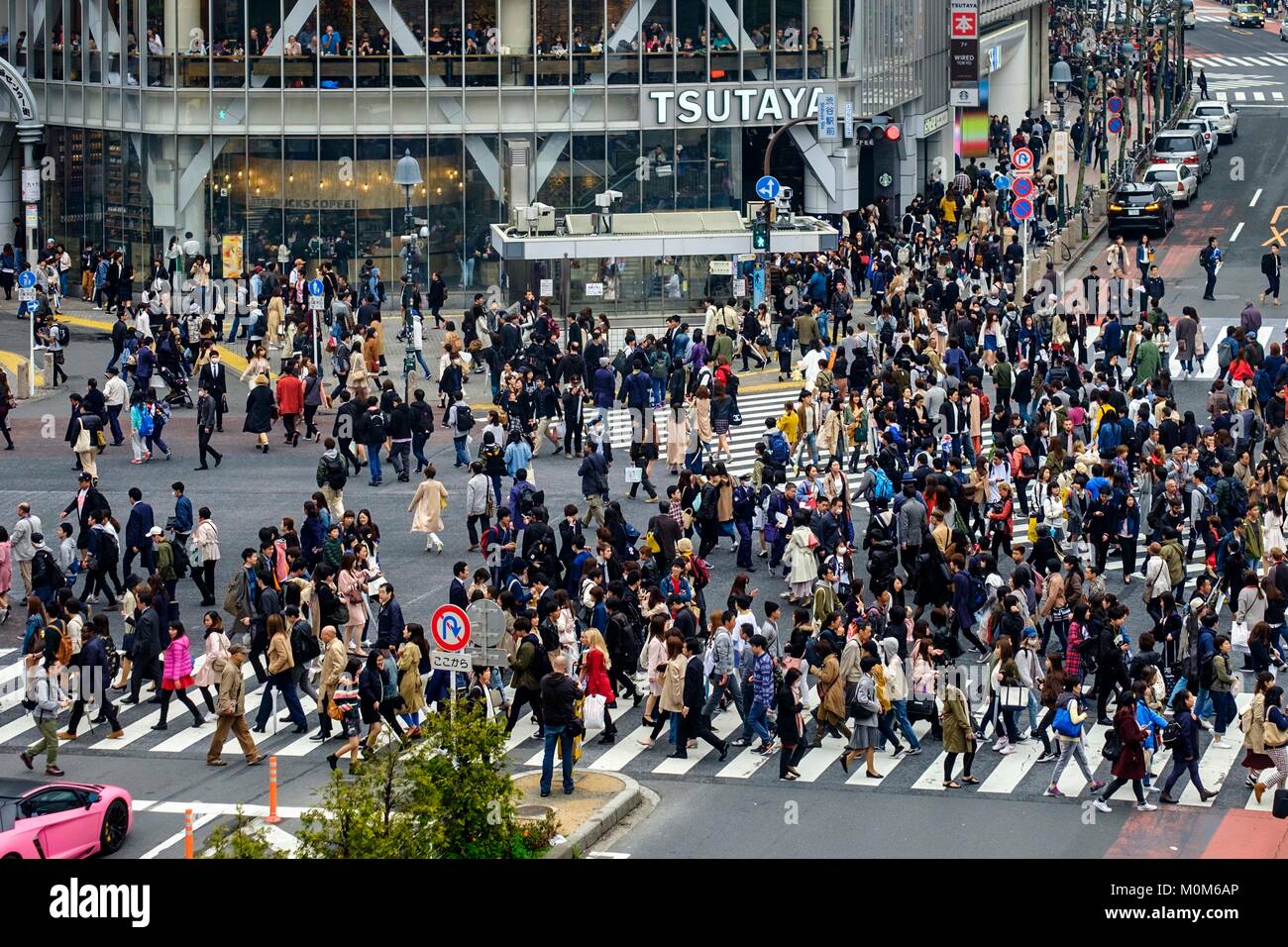 Japan,Honshu island,Kanto region,Tokyo,Shibuya area,Shibuya crossroad ...