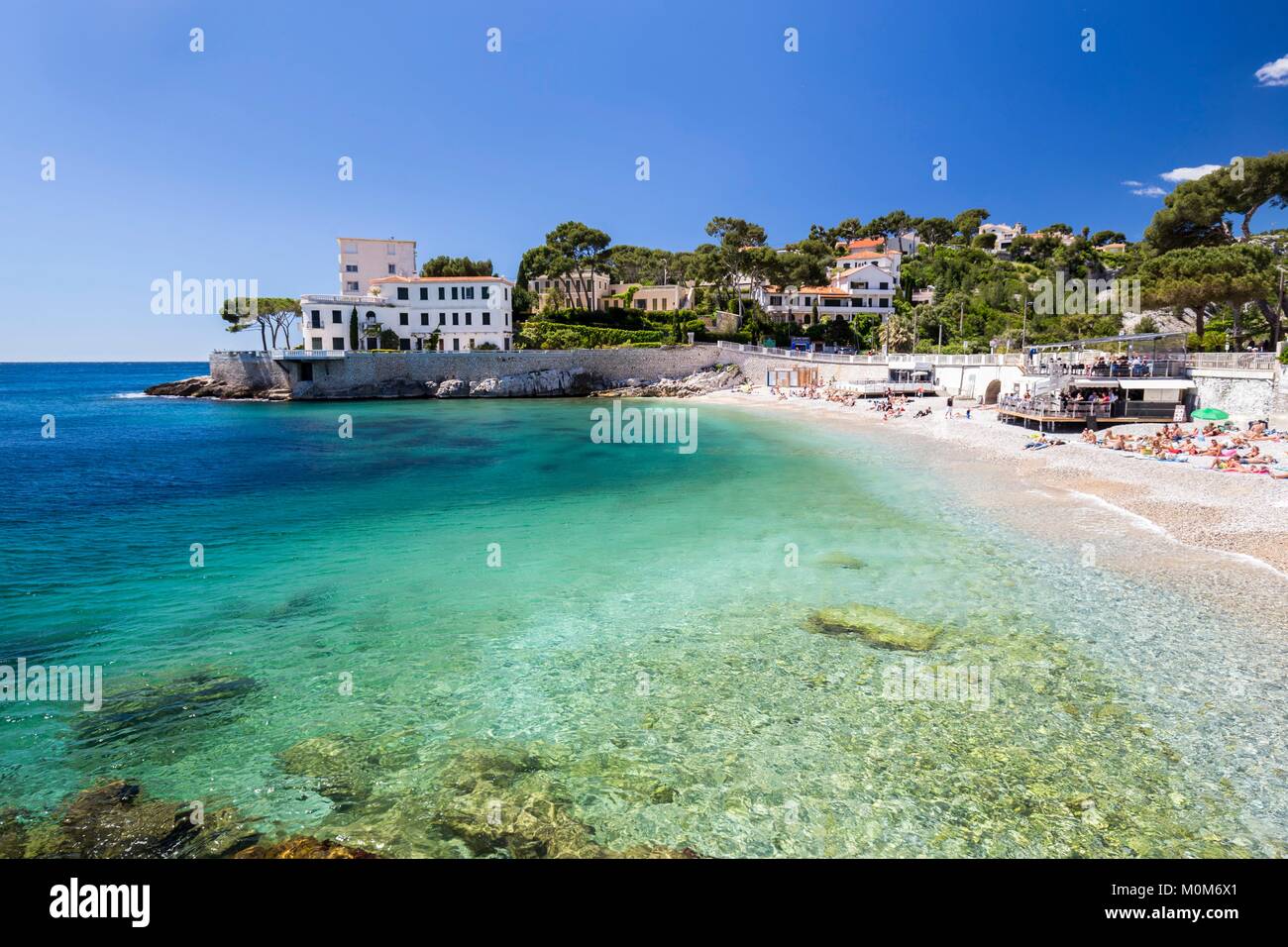 France,Bouches du Rhone,Cassis,the beach of the Bestouan in the face of ...