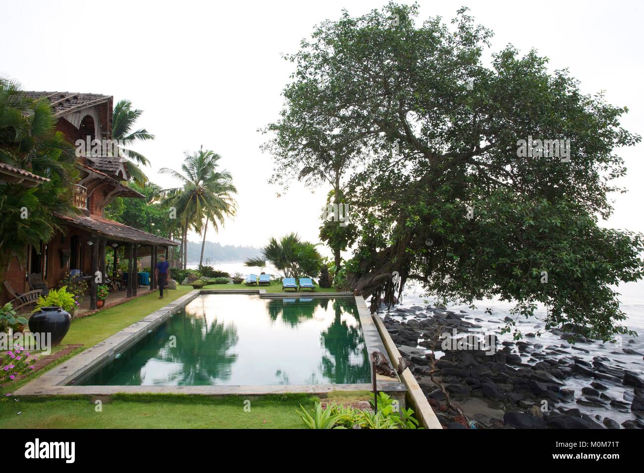 India,Goa,Coco beach,the luxury hotel Ahilya by the sea lined with ...