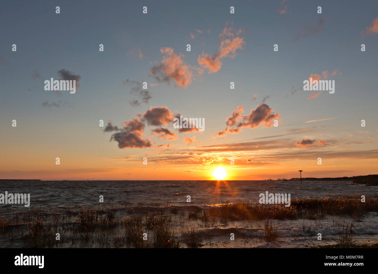 Sunset outer banks marsh grass roanoke sound hi-res stock photography ...