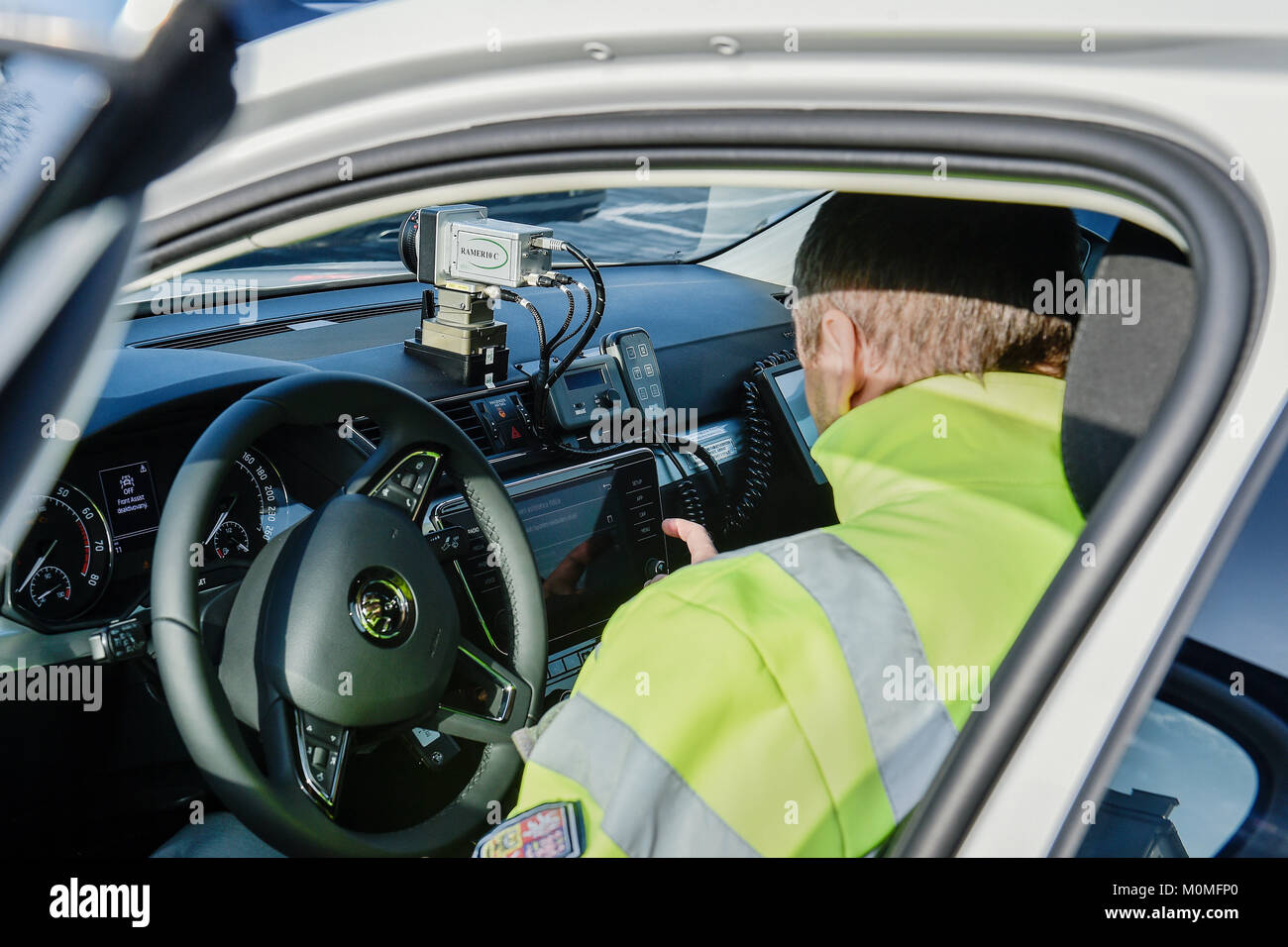 Mlada Boleslav, Czech Republic. 23rd Jan, 2018. Czech motorway police ...