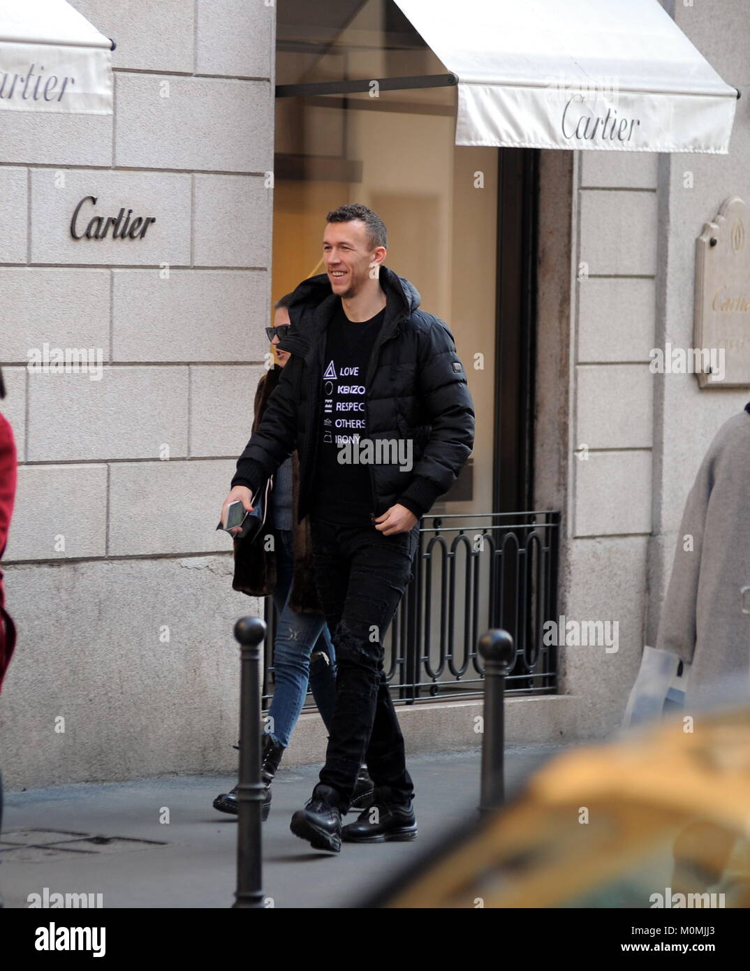 Milan, Italy, 23 Jan 2018.Ivan Perisic and wife Josipa in the center ...