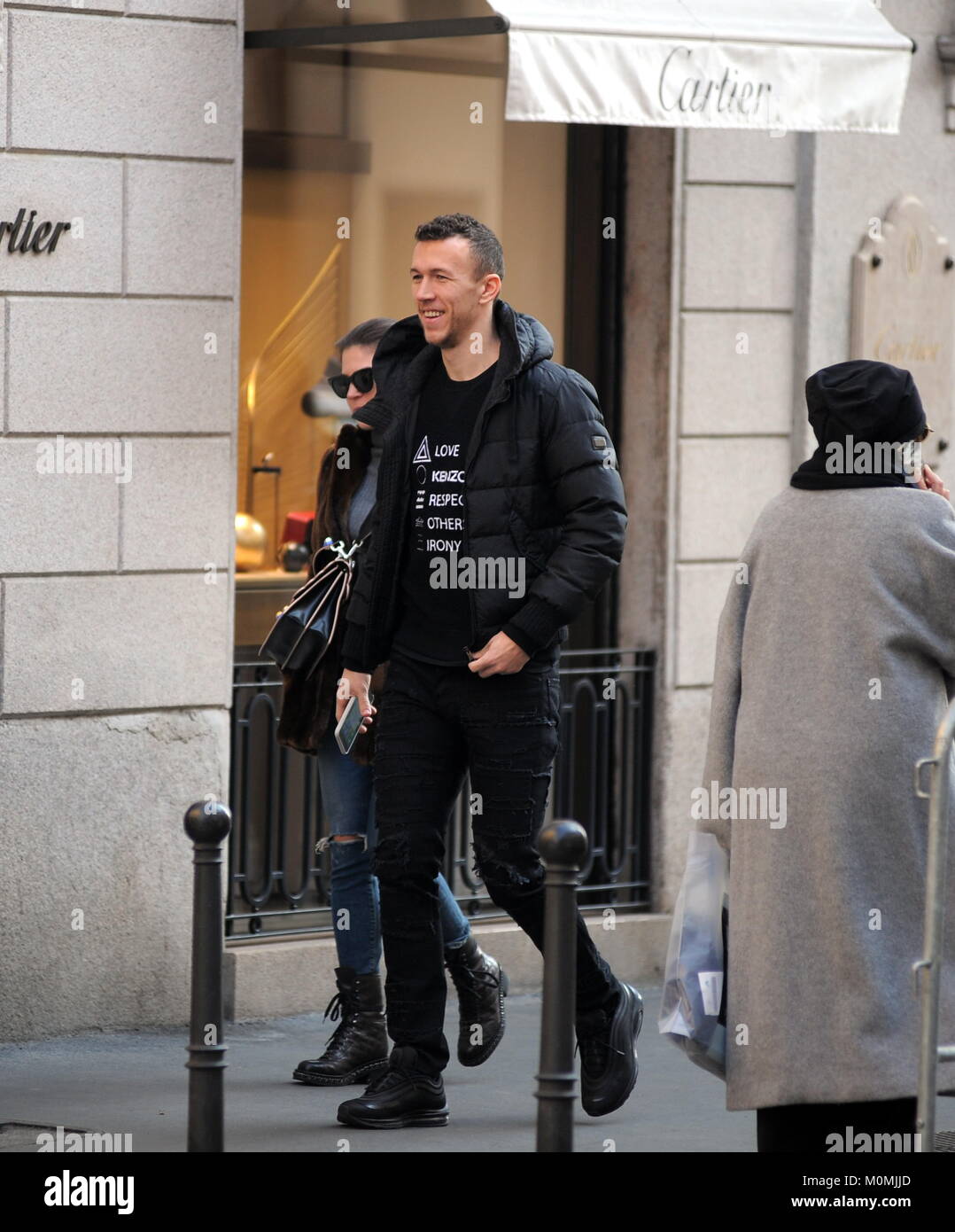 Milan, Italy, 23 Jan 2018.Ivan Perisic and wife Josipa in the center ...