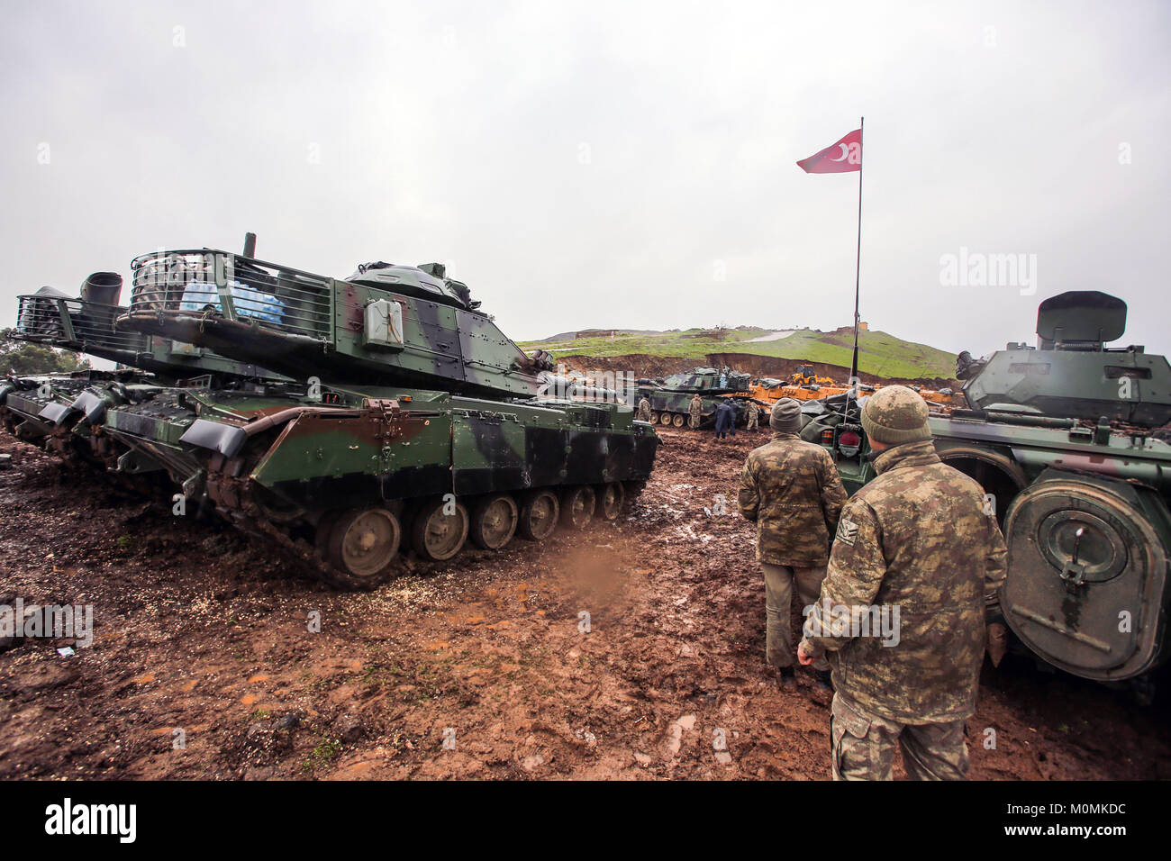 Hatay, Turkey, 23 Jan 2018. Turkish soldiers are seen with their ...