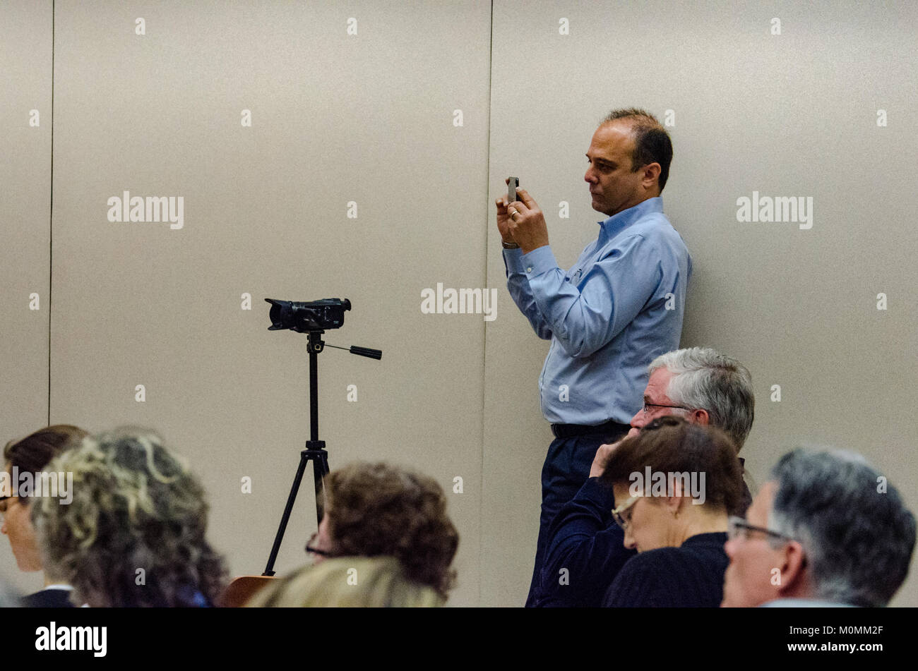 Media, USA. 23rd Jan, 2018. Media, Pennsylvania/USA. Eric Friedman video records Chester County ...