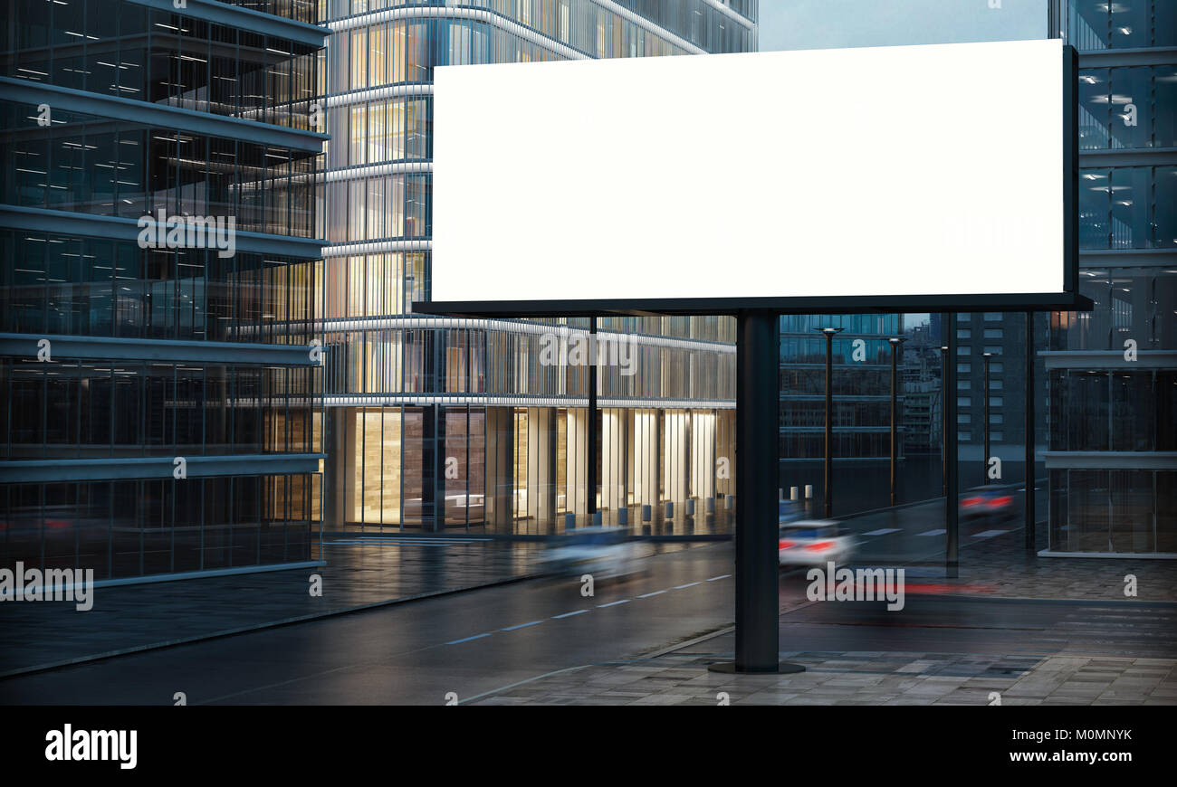 3d rendering of billboard on street mockup Stock Photo - Alamy