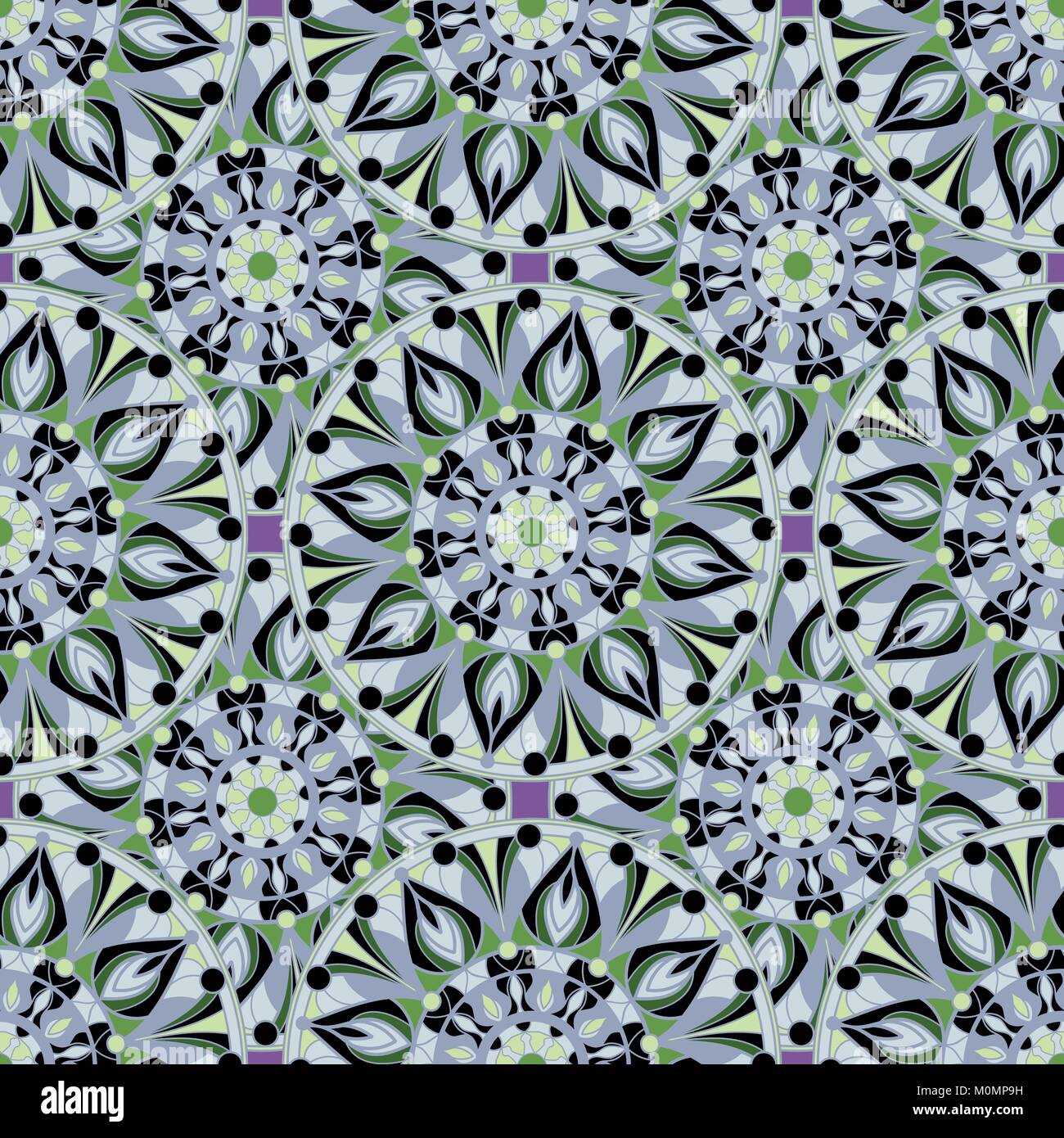 Seamless repeating pattern of colored mandalas Stock Vector Image & Art ...