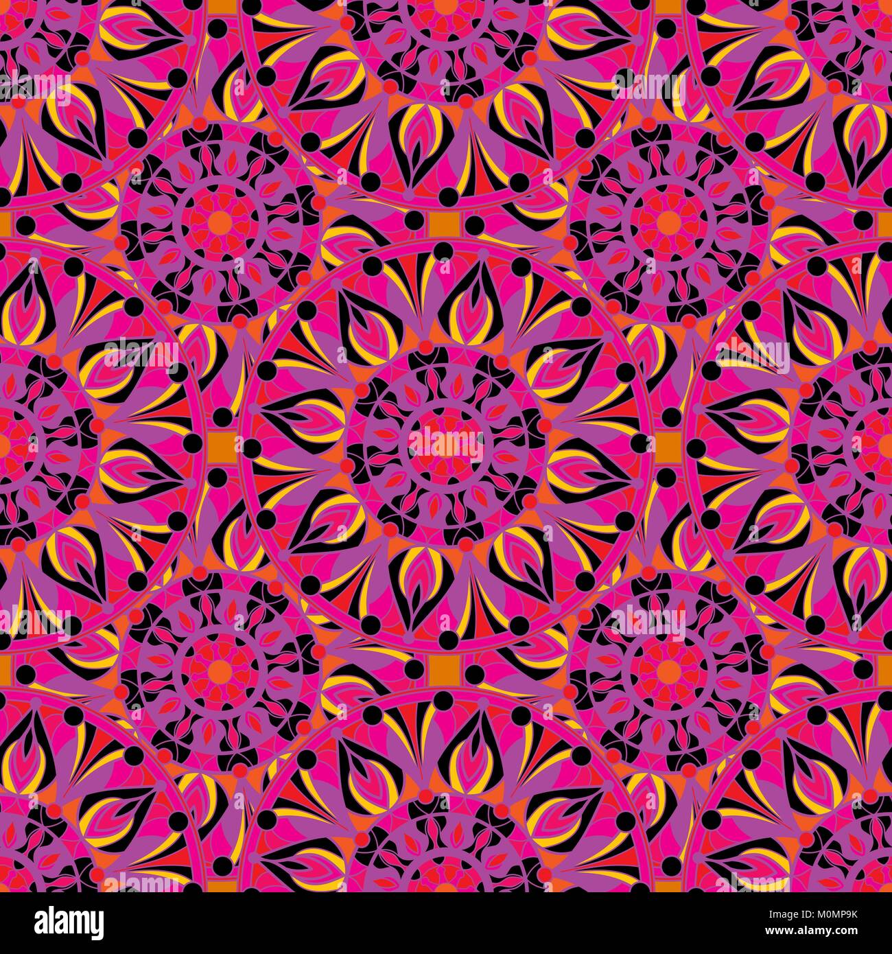 Seamless repeating pattern of colored mandalas Stock Vector Image & Art ...