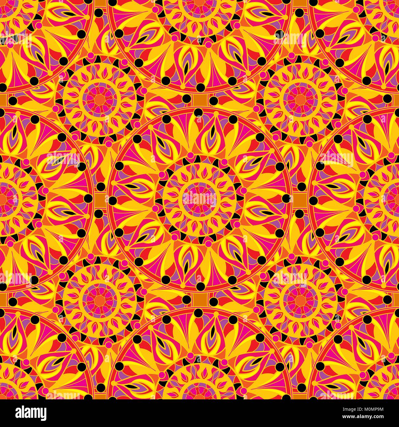 Seamless repeating pattern of colored mandalas Stock Vector Image & Art ...