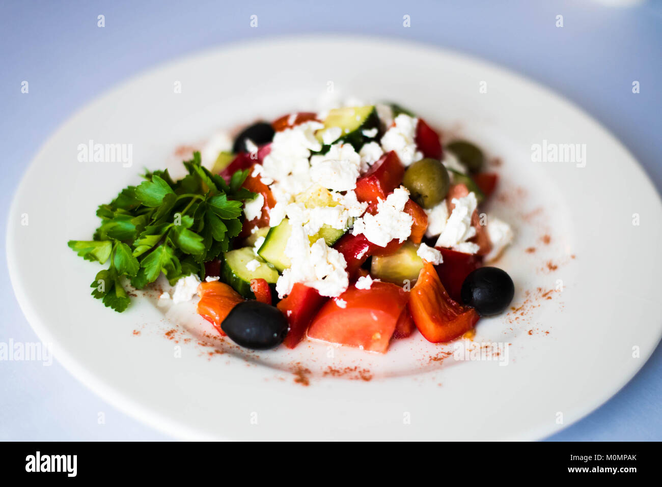 Chef s specialty presented in restaurant on decorated table Stock Photo ...