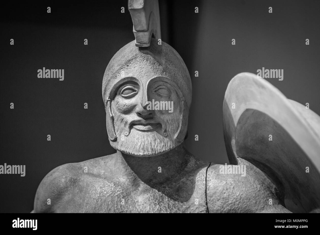 Roman statue of warrior in helmet Stock Photo - Alamy