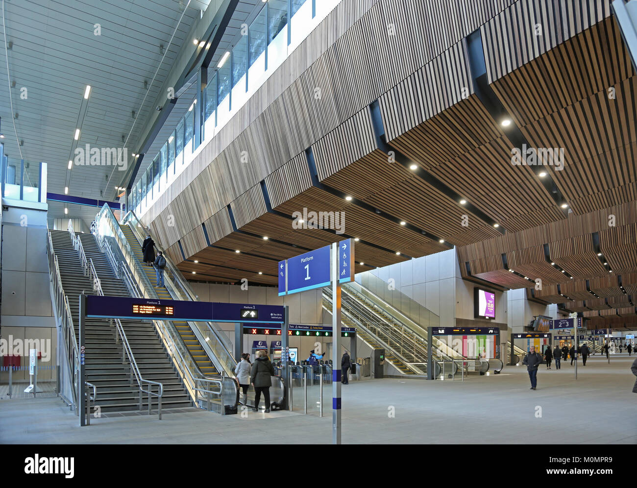 The newly opened lower concourse at London Bridge Station, UK. Part of ...