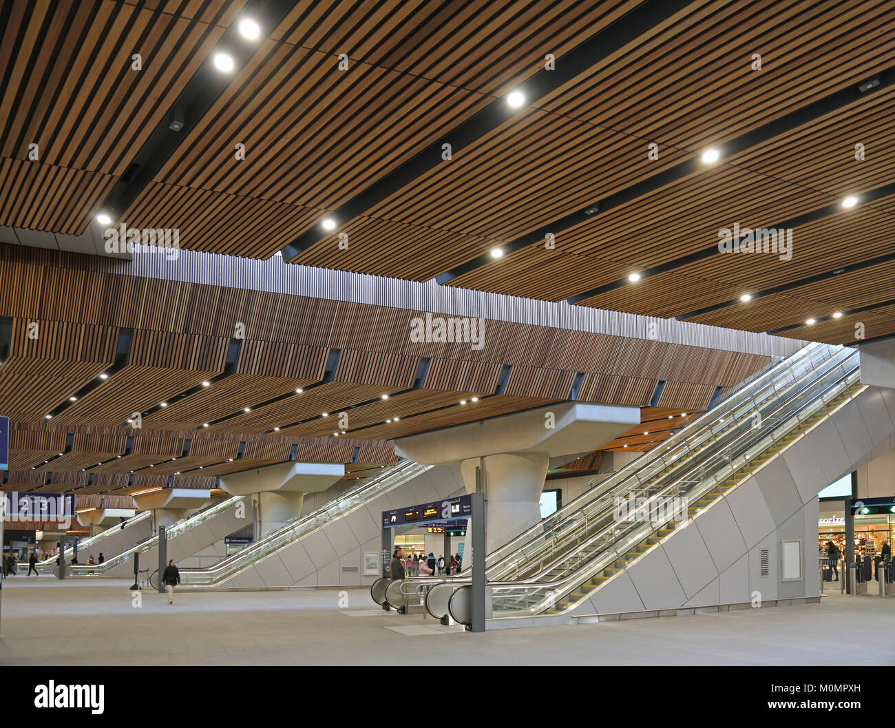 Almost deserted, the new lower concourse at London Bridge Station, UK ...