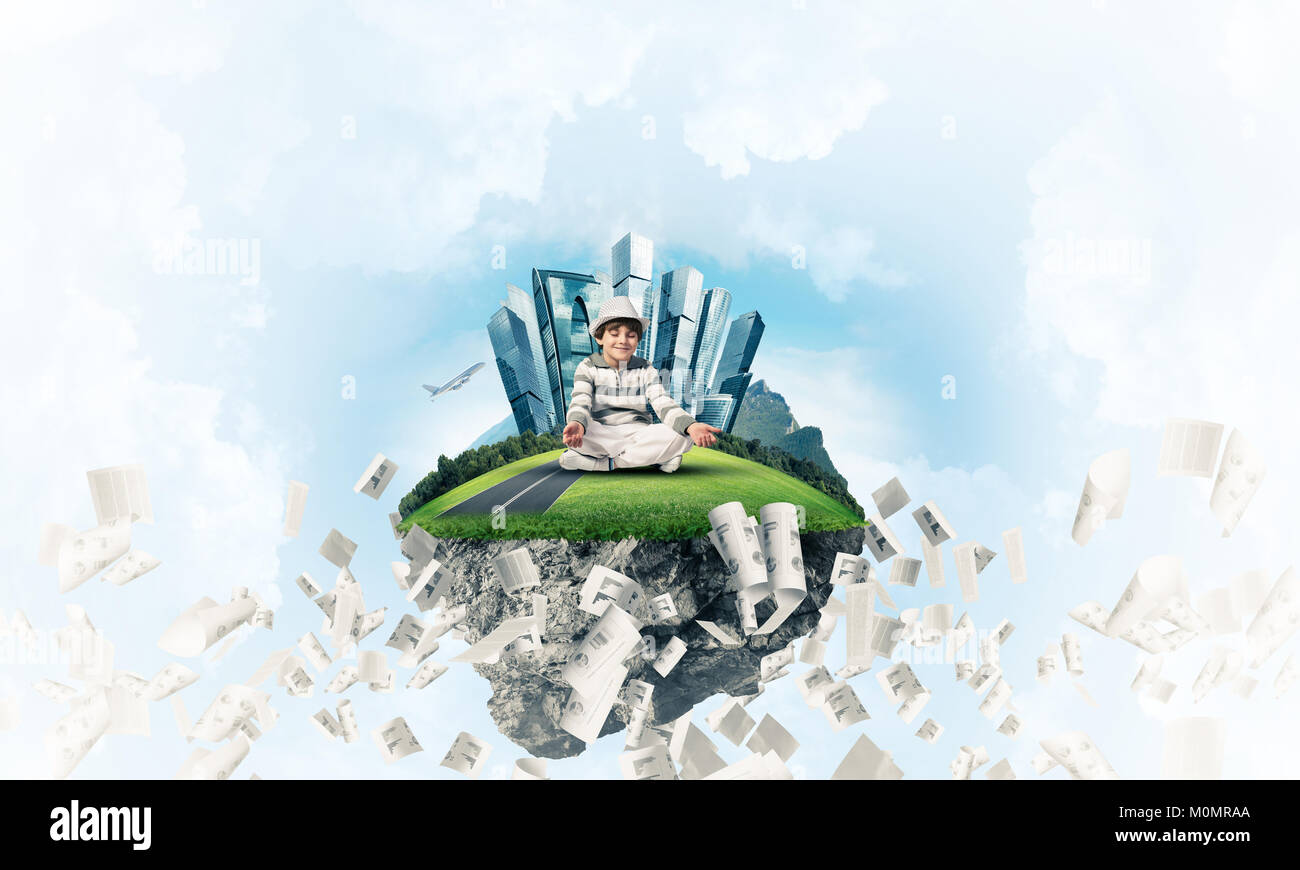 Little boy keeping mind conscious Stock Photo - Alamy