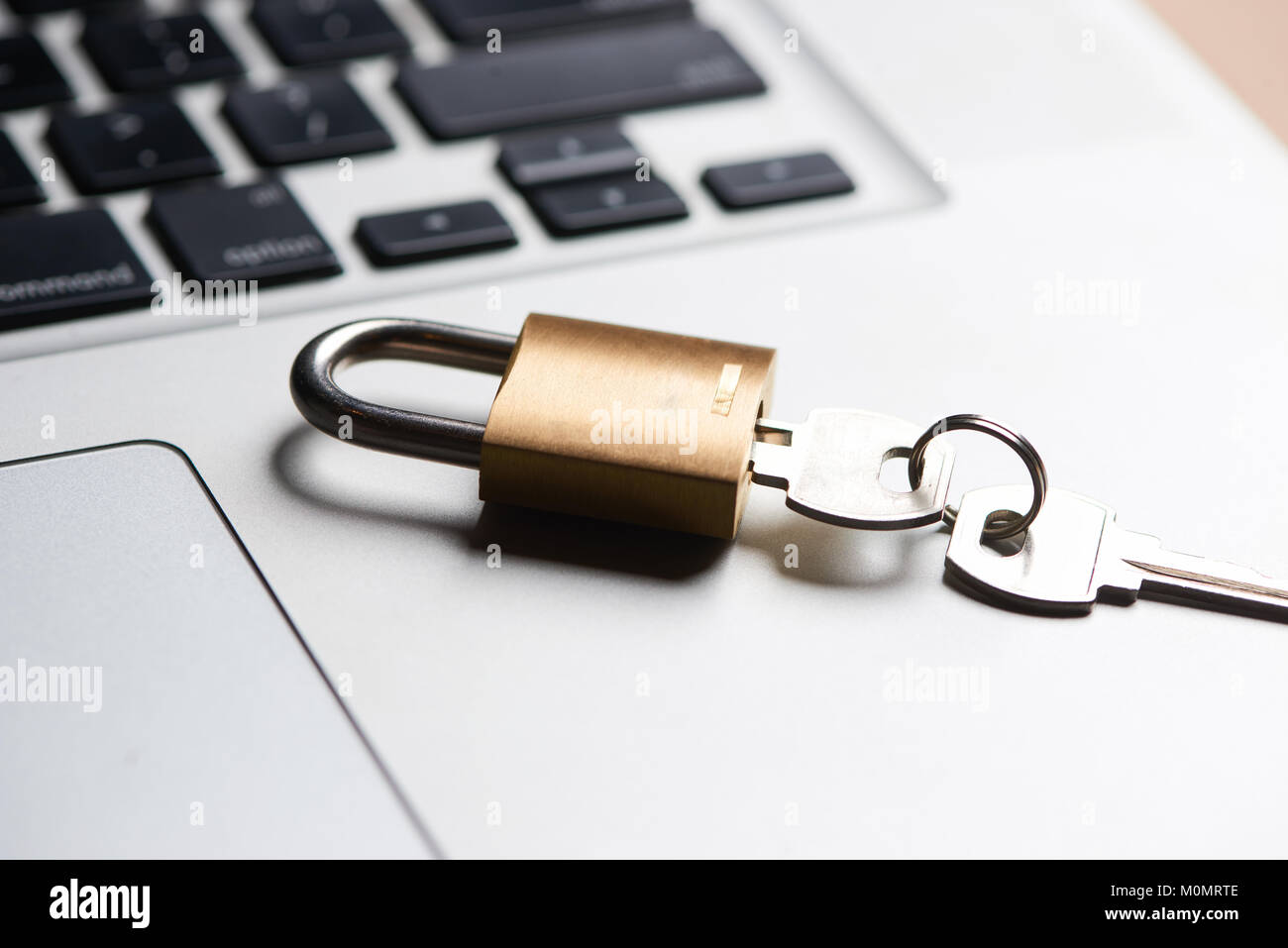 Computer security and data protection concept. Laptop with an locked ...