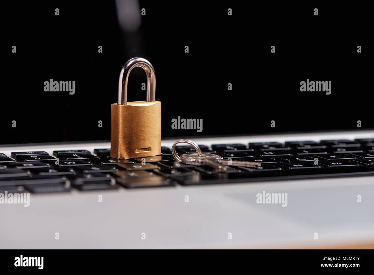 Computer security and data protection concept. Laptop with an locked ...