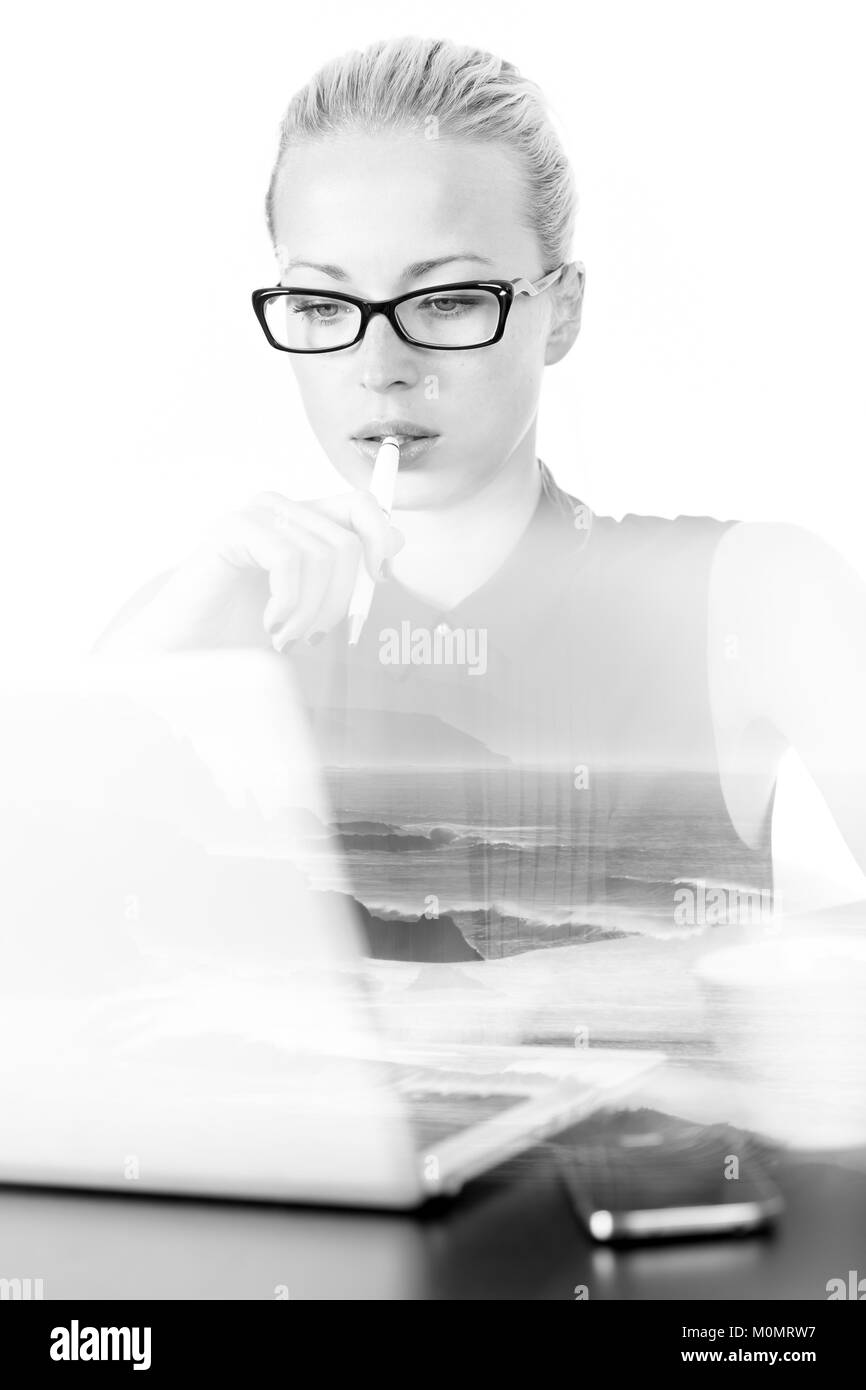 Business woman in smart Black and White Stock Photos & Images - Alamy