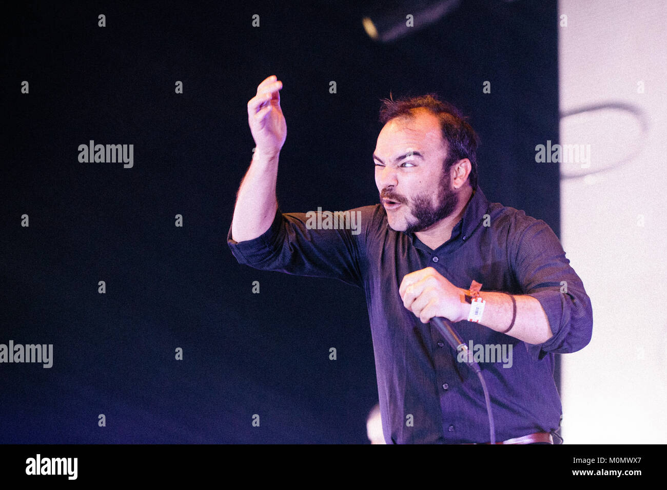 The American synthpop band Future Islands performs a live concert ...