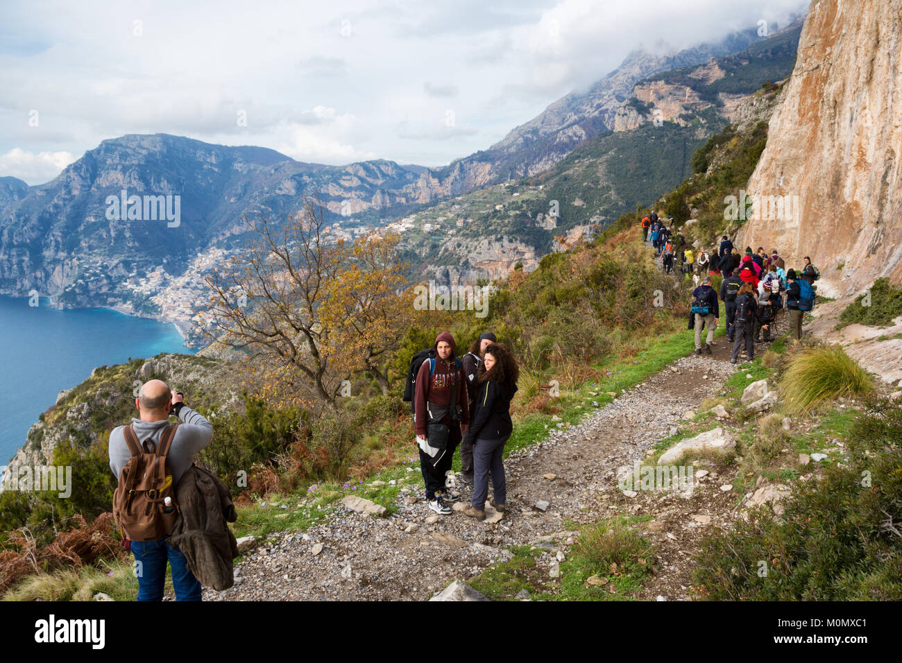 SENTIERO DEGLI DEI, ITALY - JANUARY 14, 2018: The famous trekking route ...