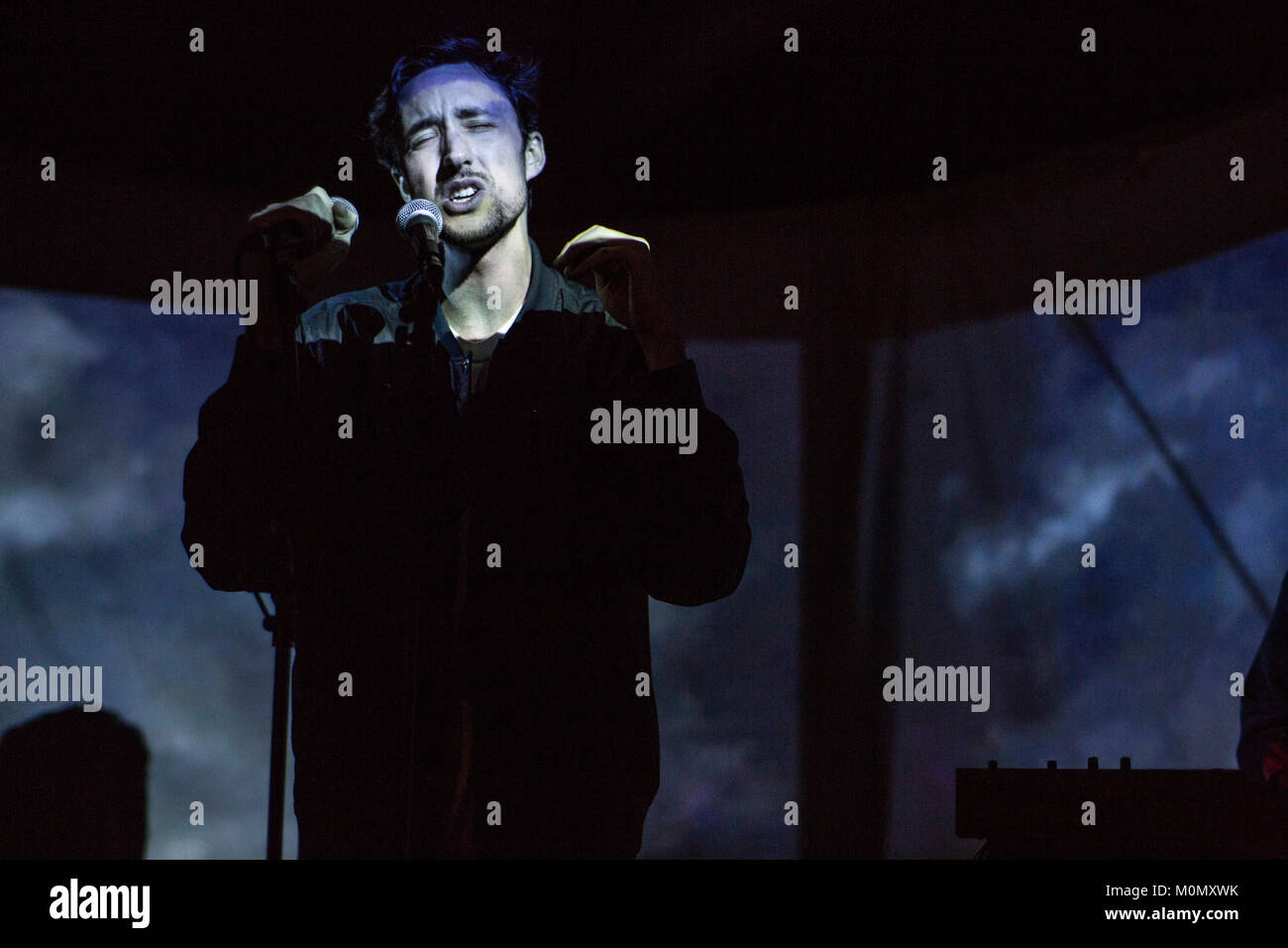 American singer and artist Tom Krell pictured live on stage in Denmark ...