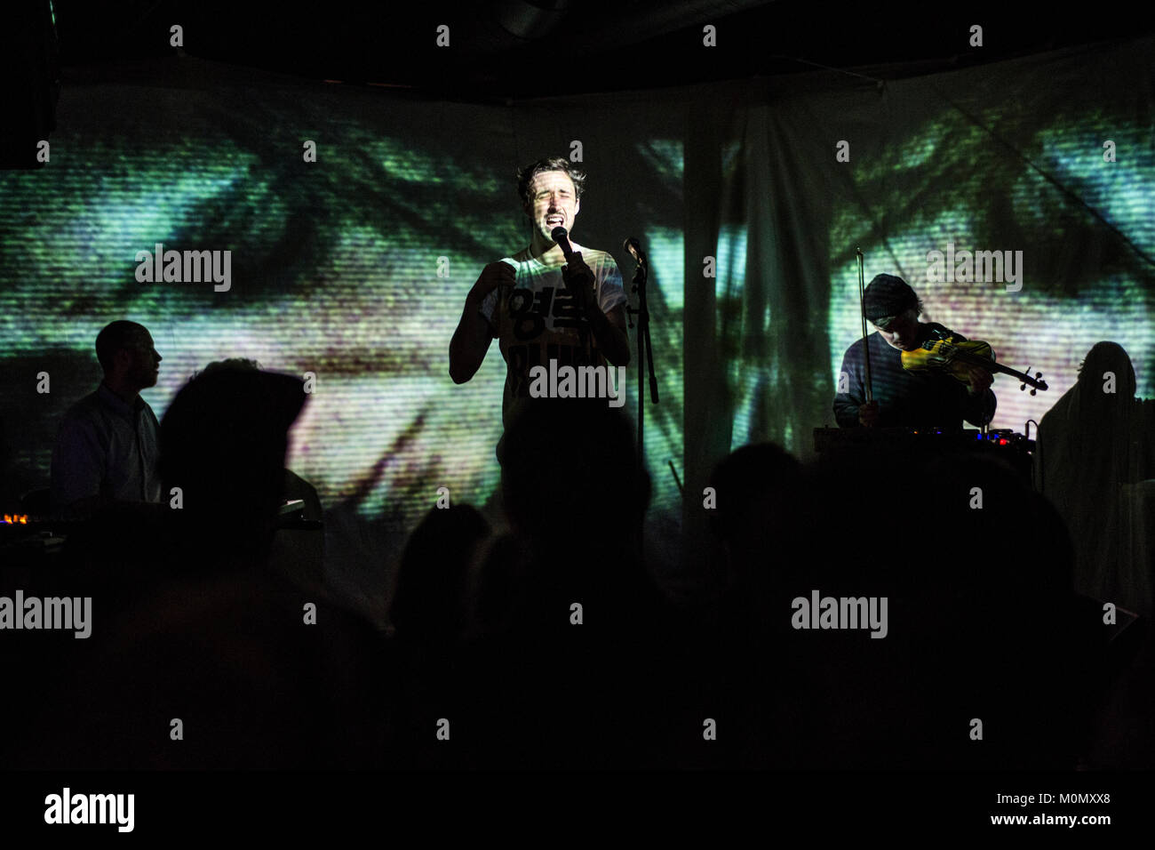 American singer and artist Tom Krell pictured live on stage and ...