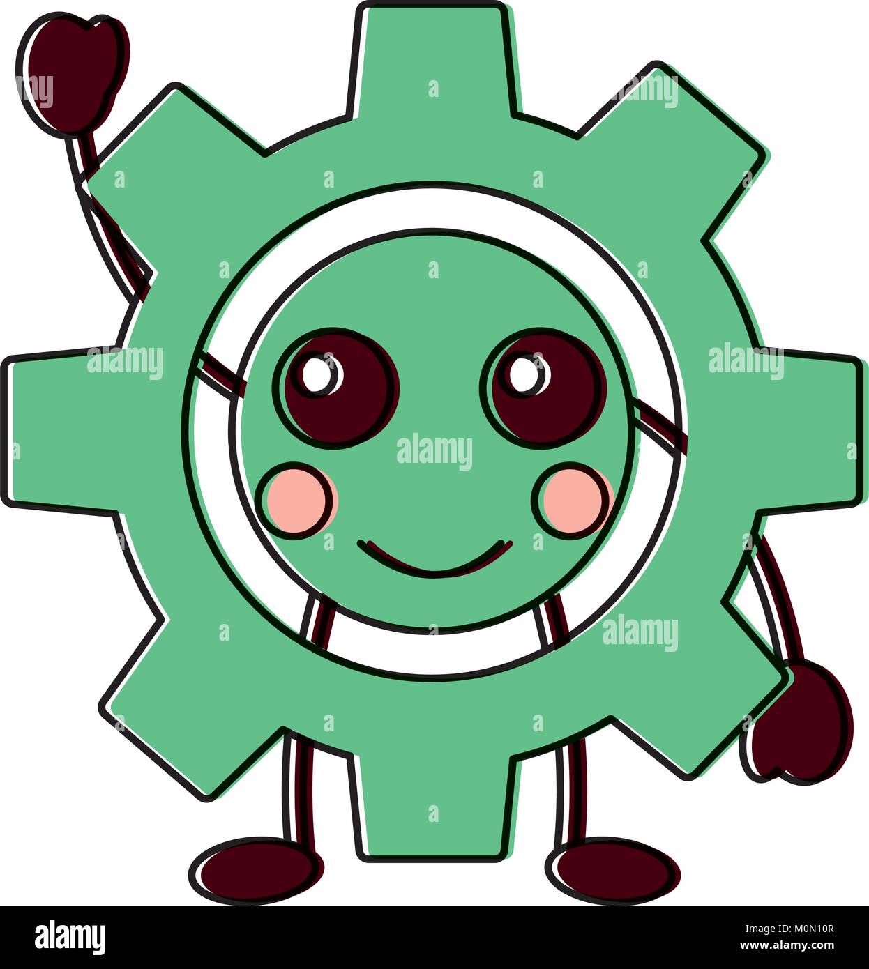 gear machinery piece cute kawaii cartoon Stock Vector Image & Art - Alamy