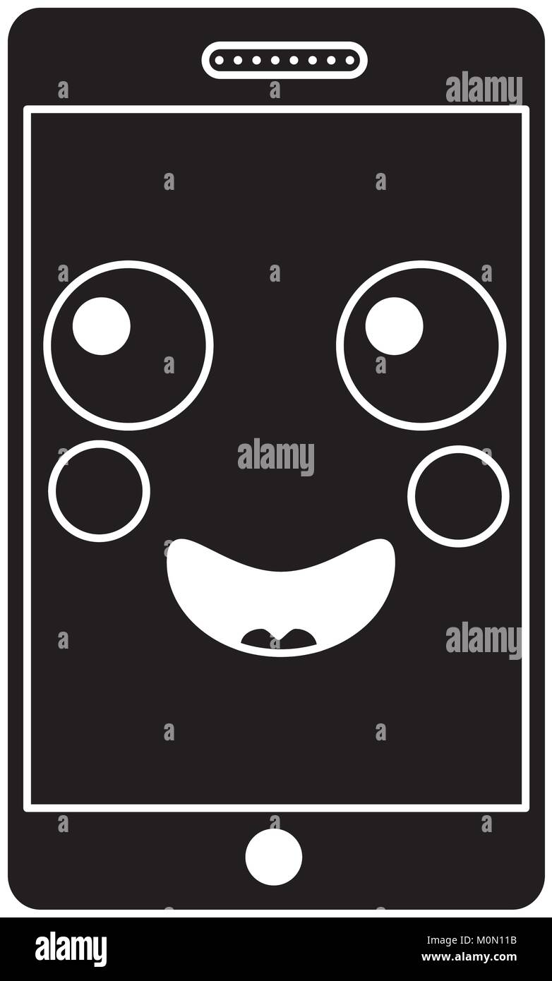 mobile phone character emoticon face kawaii Stock Vector Image & Art ...