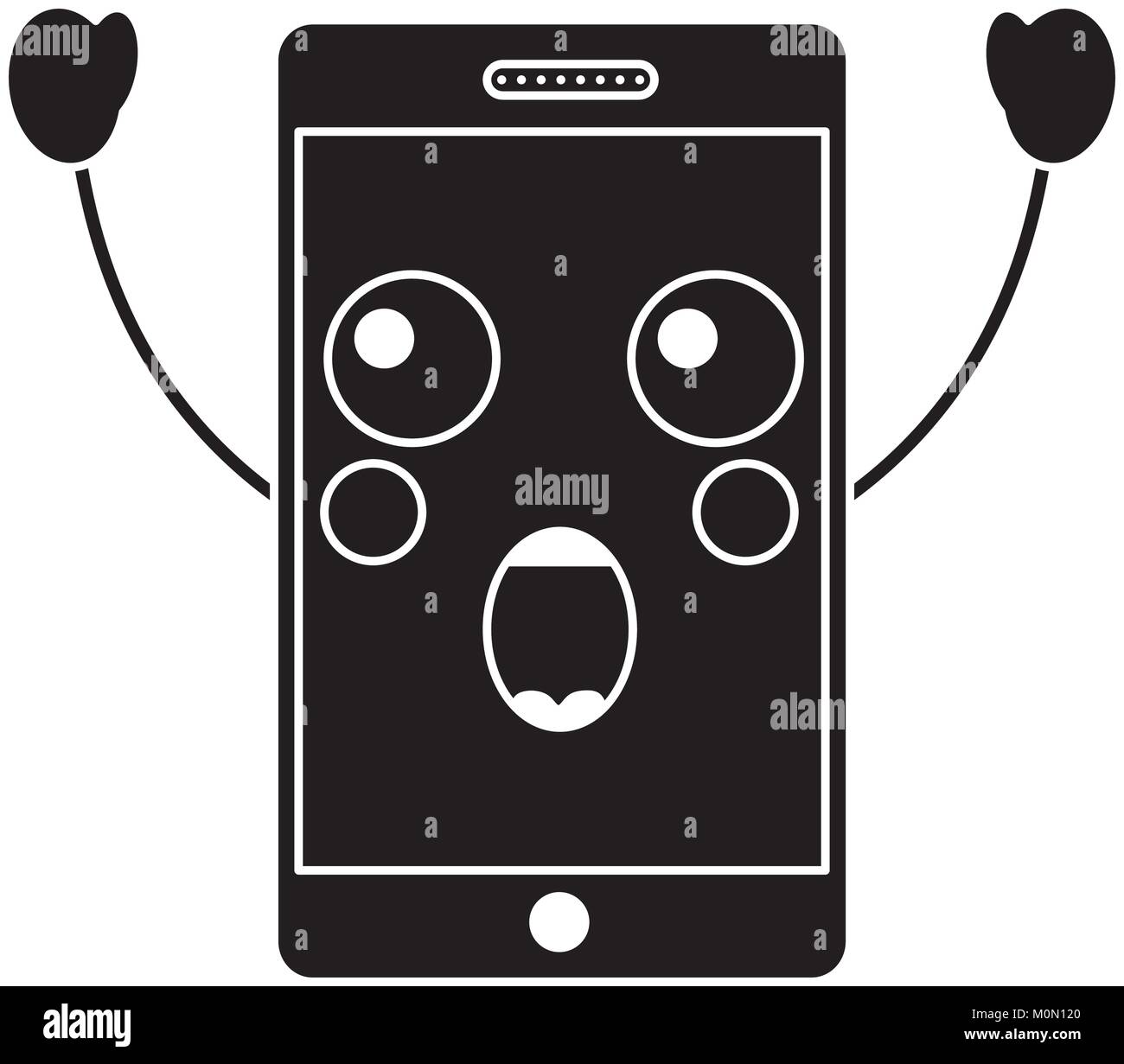 mobile phone character emoticon face kawaii Stock Vector Image & Art ...