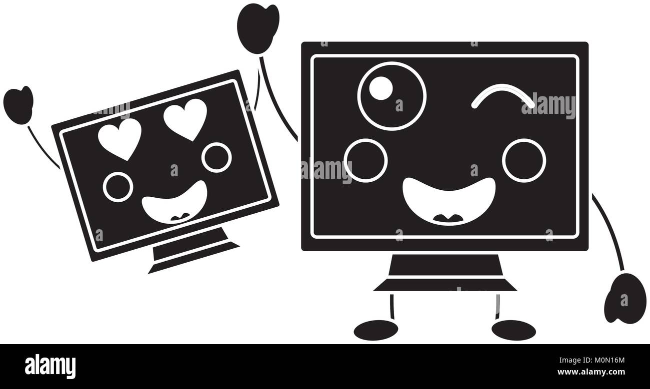 pc monitor hardware pair kawaii cartoon Stock Vector Image & Art - Alamy