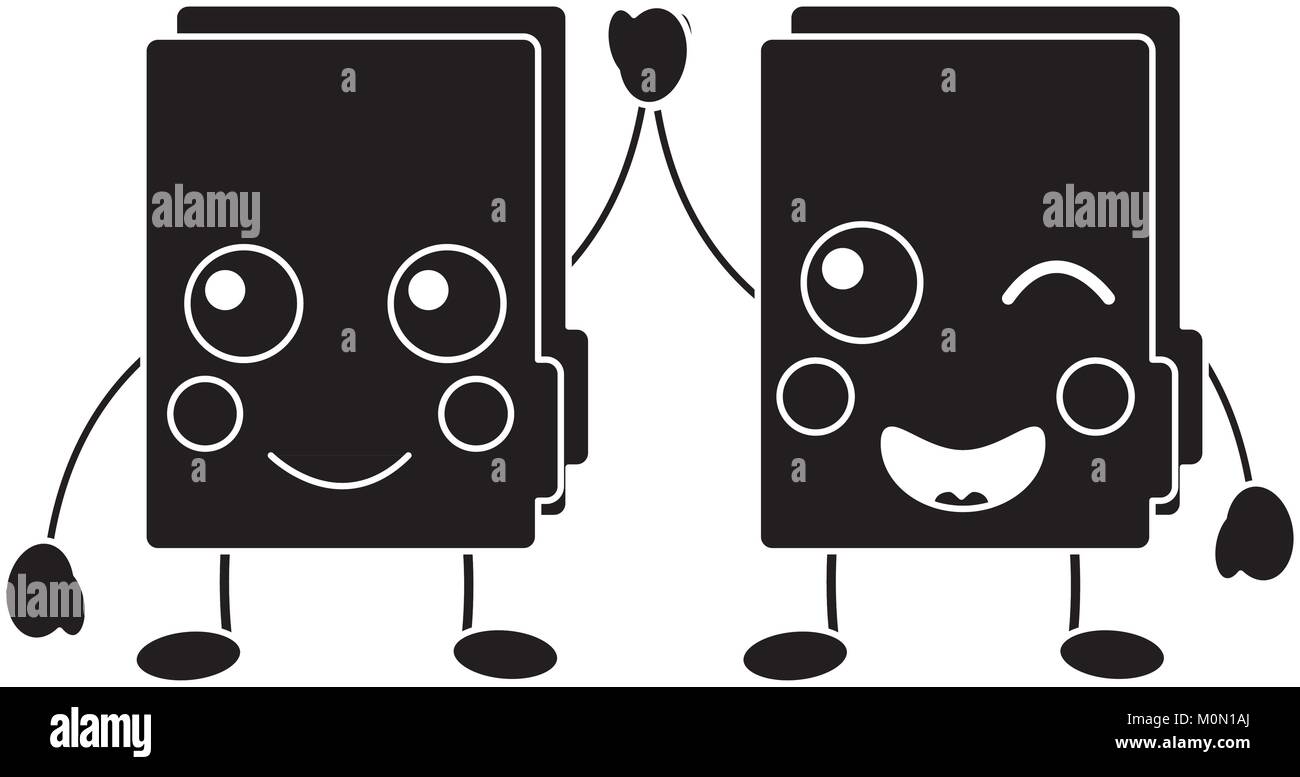 two happy folder file cartoon kawaii icon Stock Vector Image & Art - Alamy