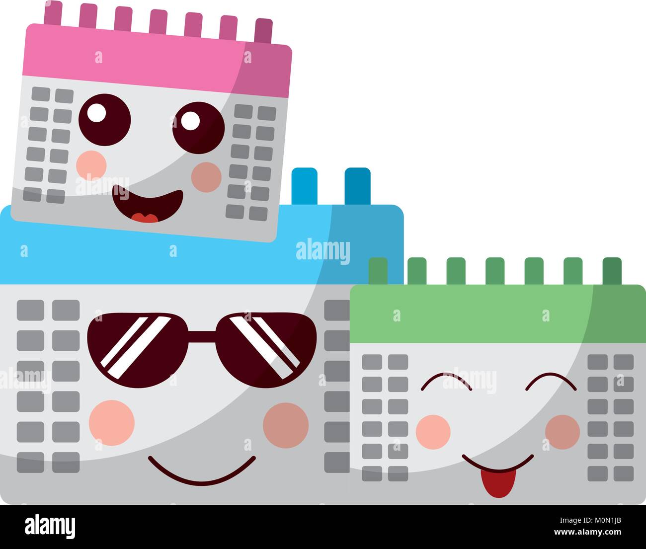 kawaii set calendar plan cartoon Stock Vector Image & Art - Alamy