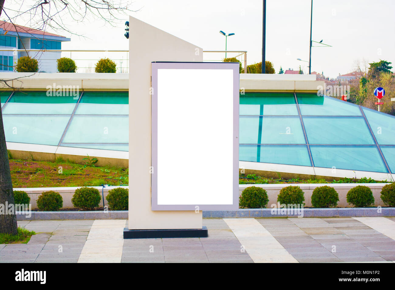 blank vertical street billboard stand with city background Stock Photo ...