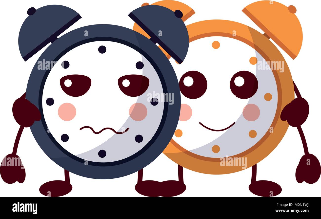 cartoon kawaii two clock alarm time Stock Vector Image & Art - Alamy