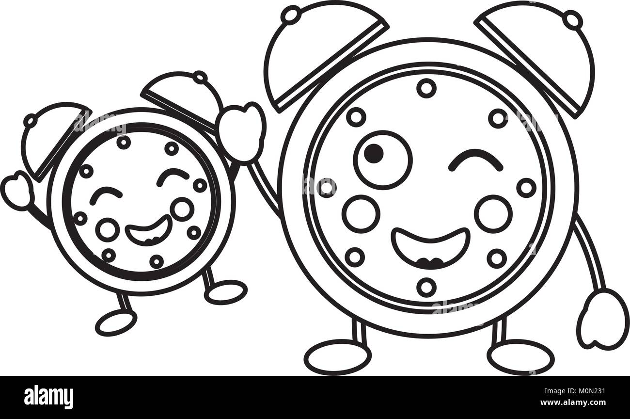 cartoon kawaii two clock alarm time Stock Vector Image & Art - Alamy