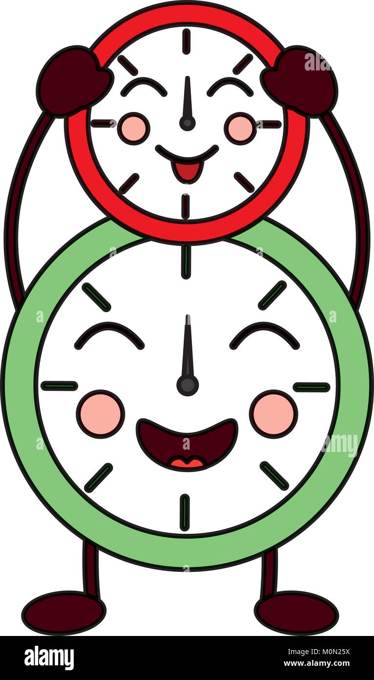 two kawaii clock character cartoon style Stock Vector Image & Art - Alamy