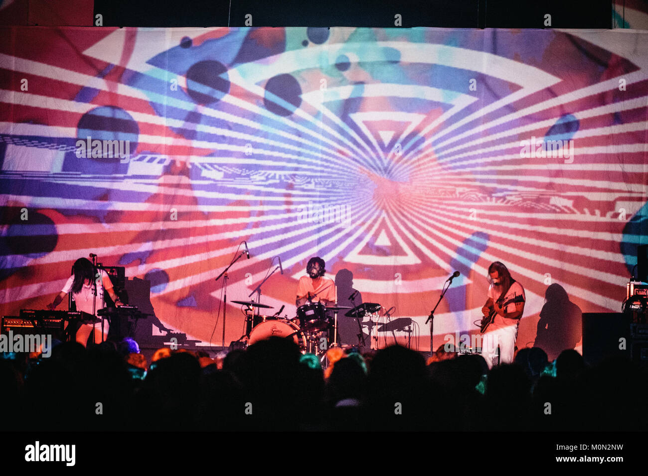 The American psychedelic rock band Moon Duo performs a live concert at ...