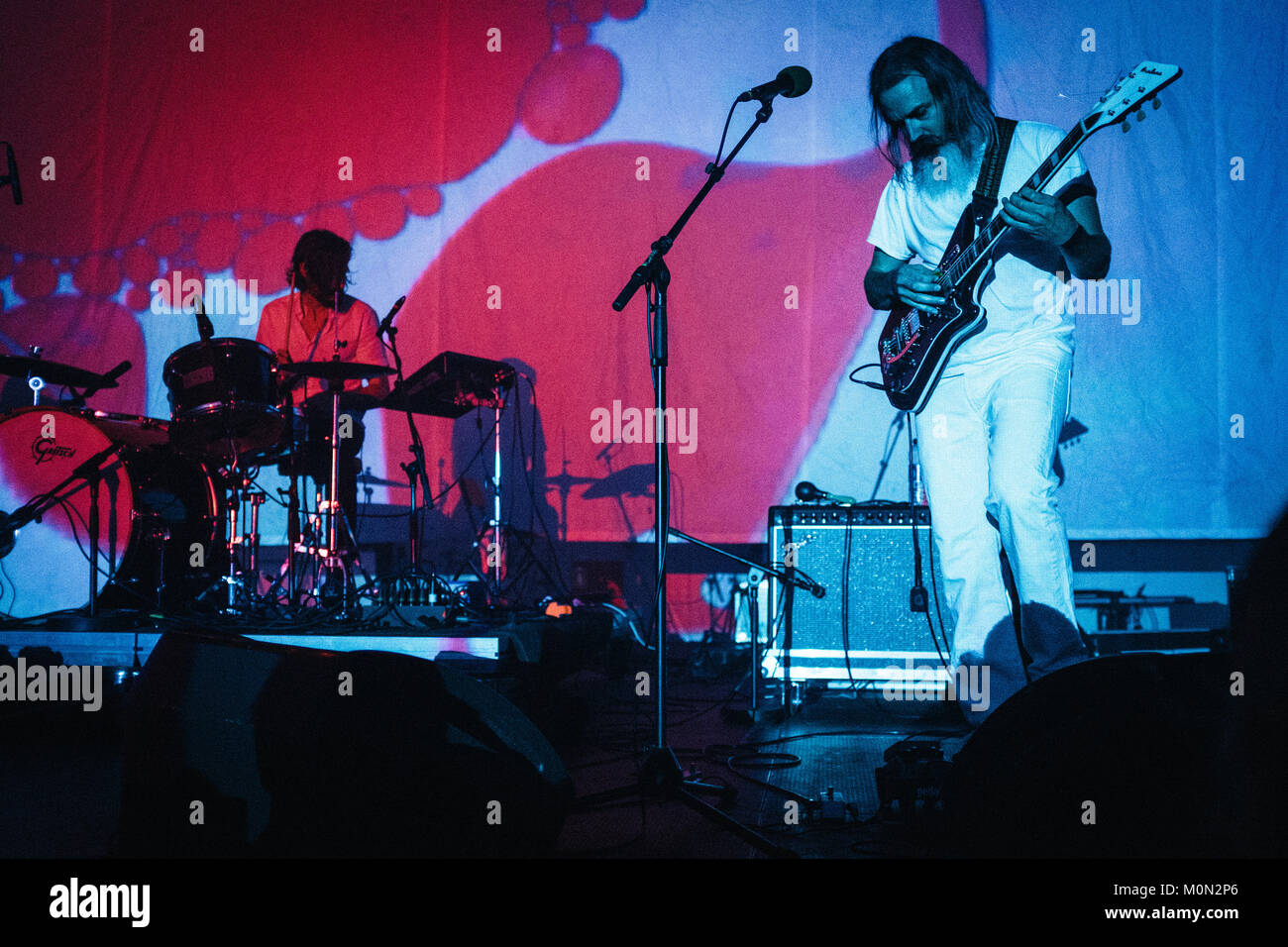The American psychedelic rock band Moon Duo performs a live concert at ...