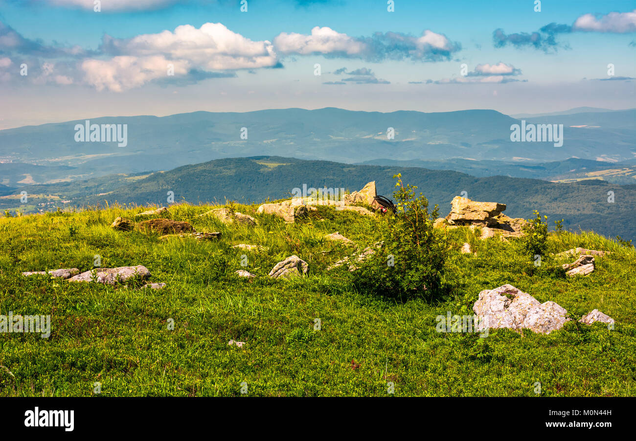 edge of the mountain hill with boulders. lovely summertime scenery ...