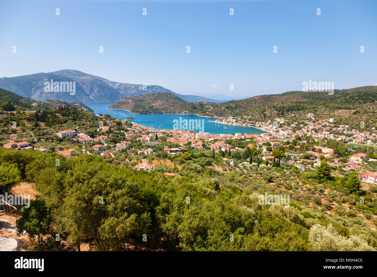 panoramic view of Vathy village in Ithaca island Stock Photo - Alamy