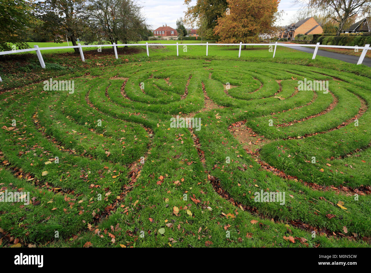 Summer, the Turf Maze at Wing village, Rutland County, England, UK ...