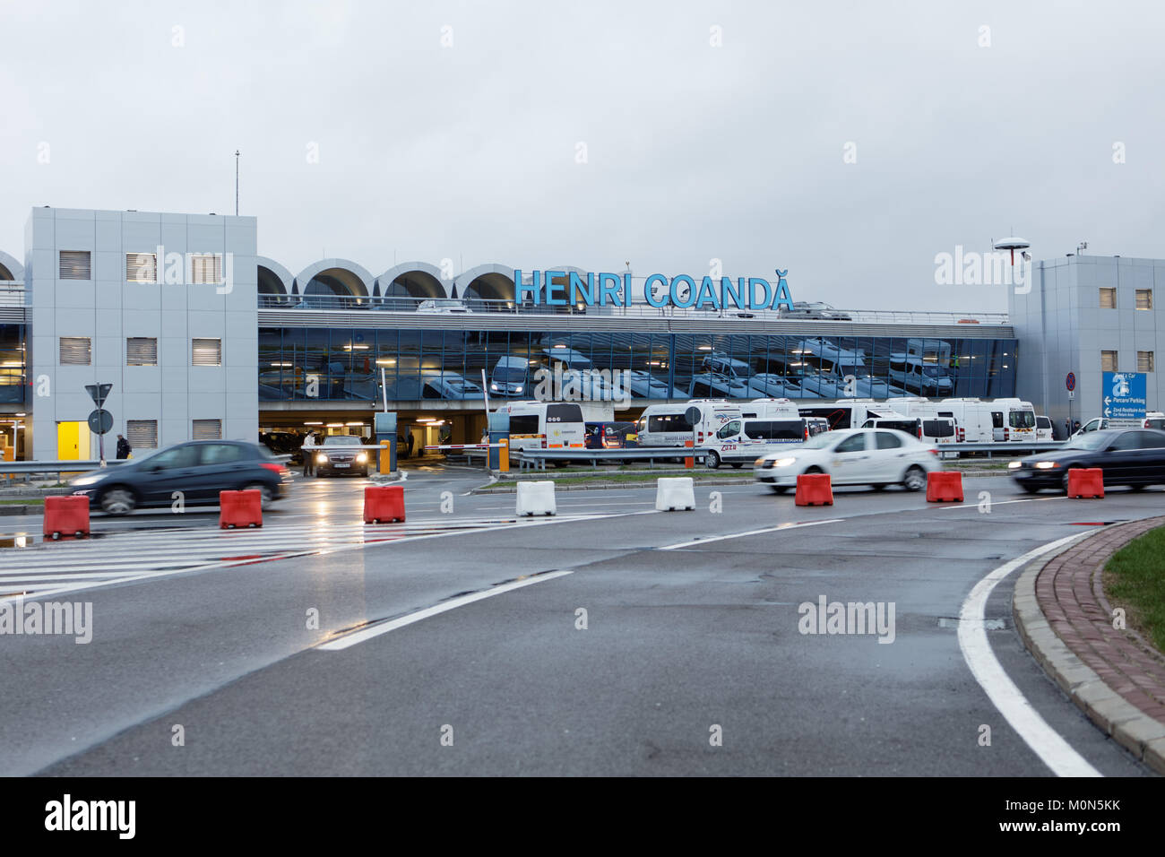 Bucharest, Romania - March 11, 2016: Passenger terminal of Henri Coanda ...