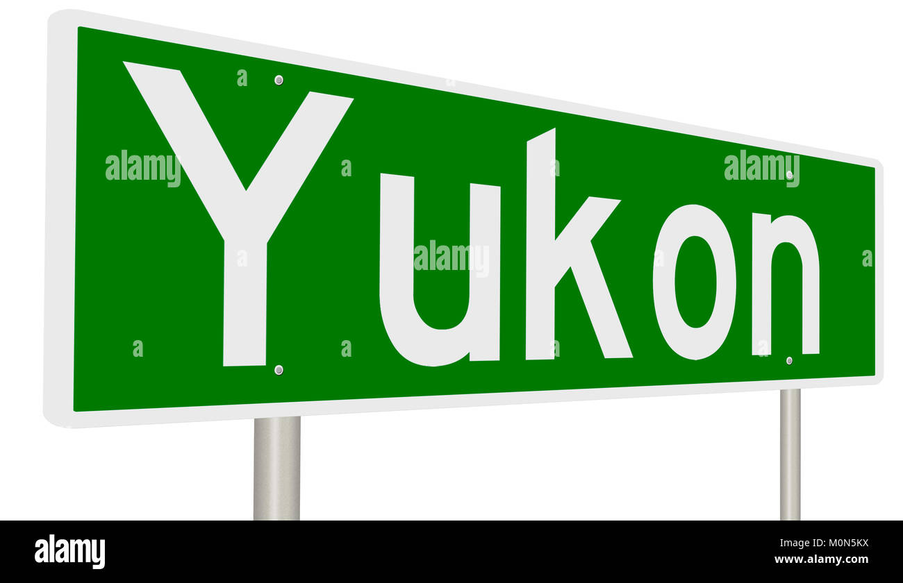 Green highway sign for Yukon Stock Photo - Alamy