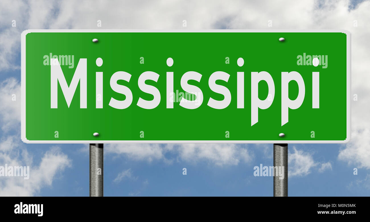 Green highway sign for Mississippi Stock Photo - Alamy
