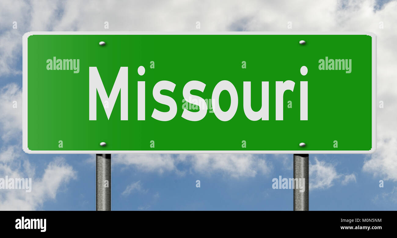 Green highway sign for Missouri Stock Photo - Alamy