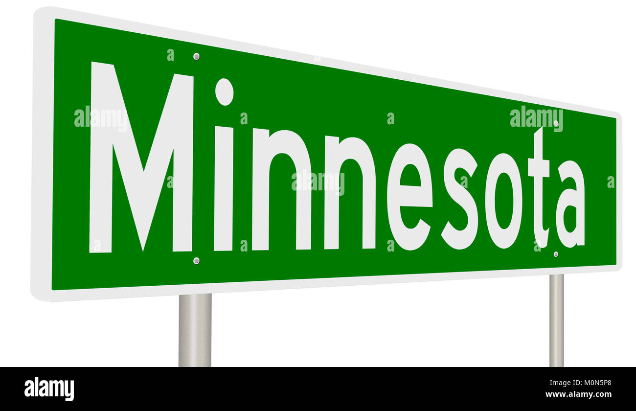 Green highway sign for Minnesota Stock Photo - Alamy